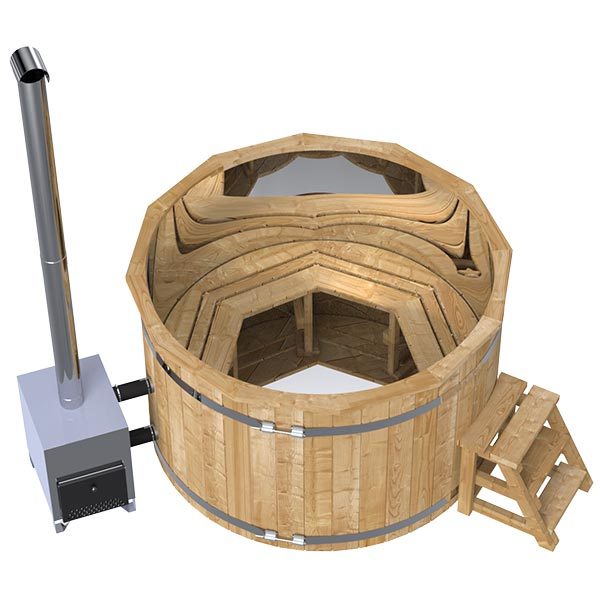 Rostfritt stål | Vedeldad badtunna i trä