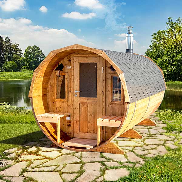 4m bastustuga | Vedeldad bastutunna | Bastu utomhus