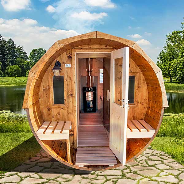 4m bastustuga | Vedeldad bastutunna | Bastu utomhus