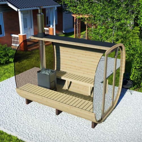 Utomhus Bastun I Rund spegel kub bastu I 3m I För 6 Pers